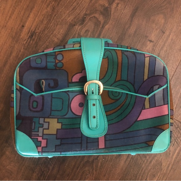 KGA | Bags | Vintage Bantam Style Suitcase Blue Mod Print Original ...